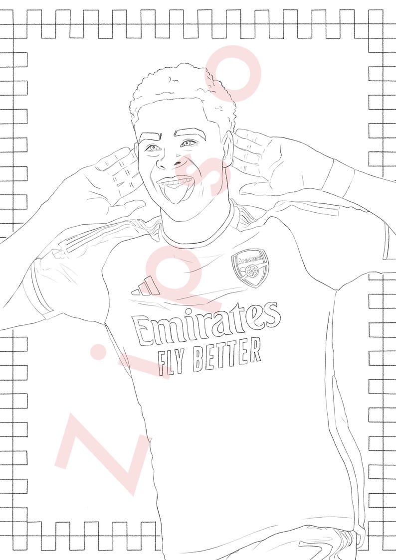Bukayo Saka Coloring Printables, Pages, Poster, Arsenal, Premier League ...