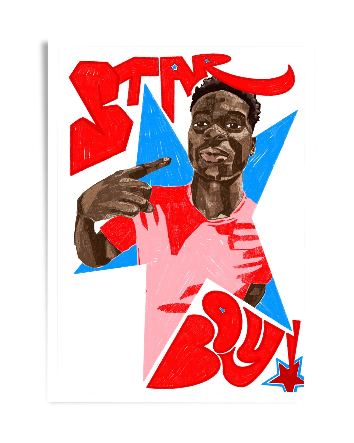 Bukayo Saka Print, Bukayo Saka Poster, Saka Art, Arsenal Poster, Star ...