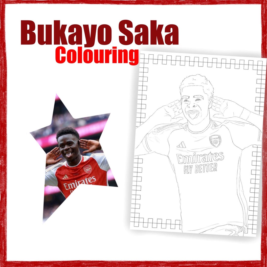 Bukayo Saka Coloring Printables, Pages, Poster, Arsenal, Premier League ...