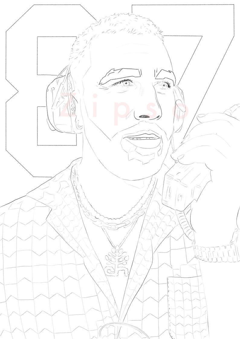 Travis Kelce Coloring Pages, Printables, Poster, Kansas City Chiefs ...