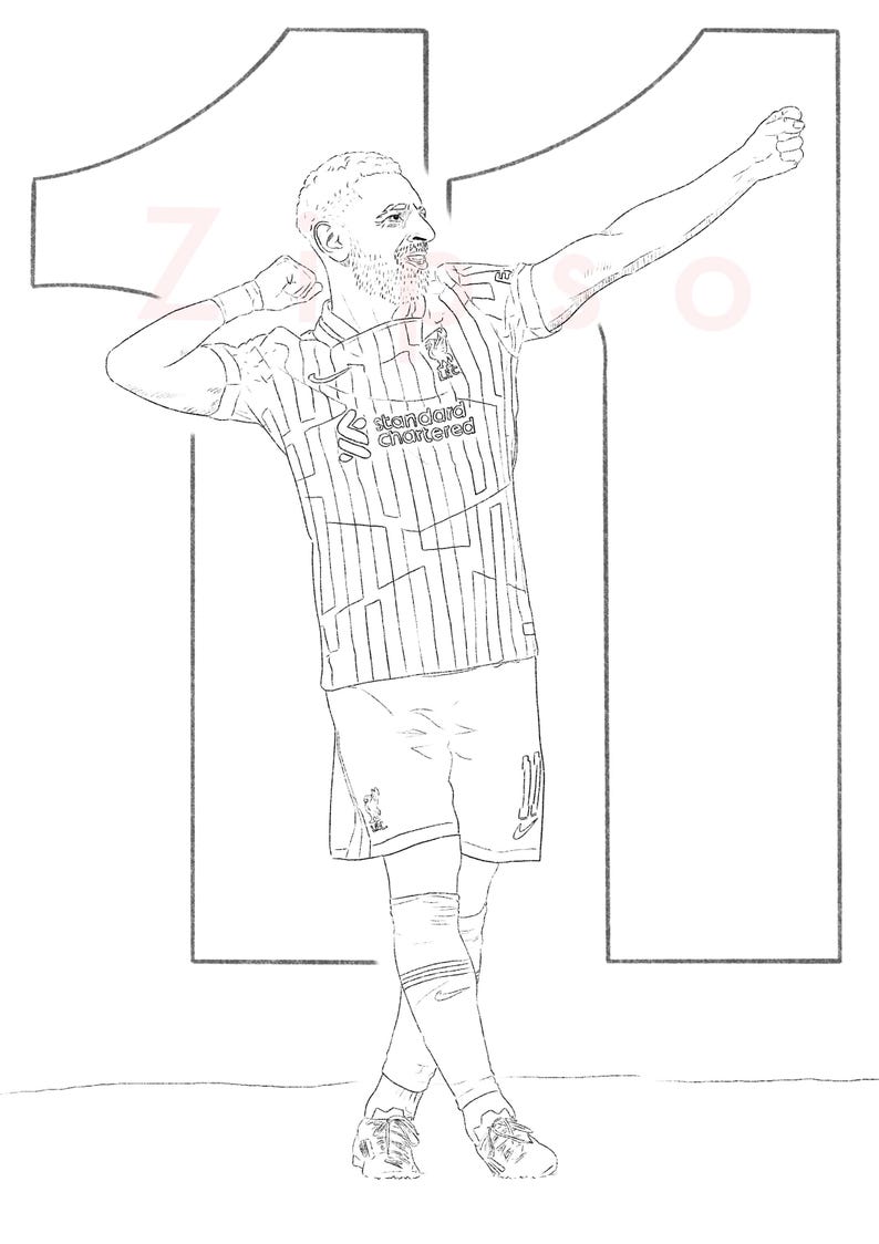 Mo Salah Coloring Printables, Mohamed Salah Poster, Liverpool ...