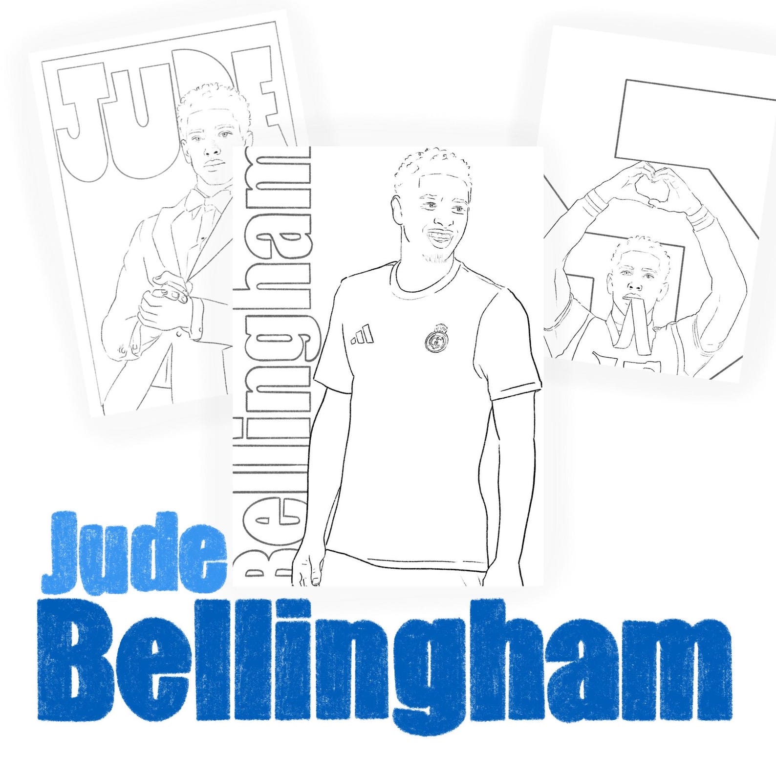 Jude Bellingham Coloring Printables, Jude Bellingham Poster, Real ...