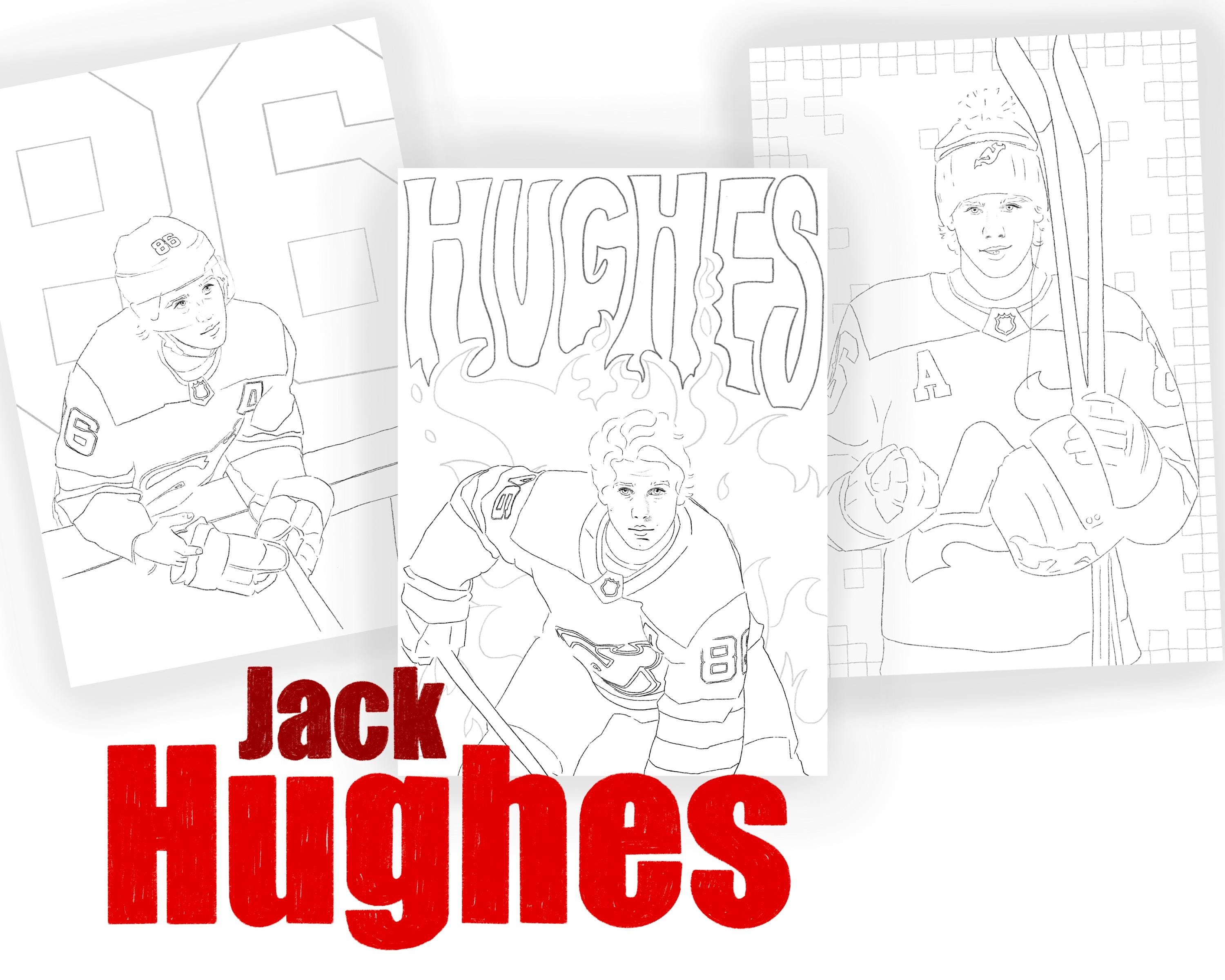 Jack Hughes Coloring Printables, Jack Hughes Poster, New Jersey Devils, Ice Hockey - Etsy