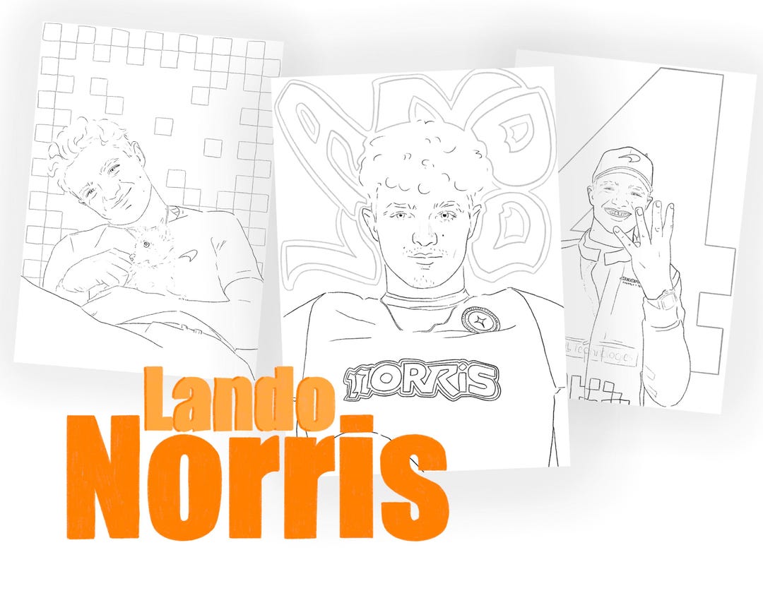 Lando Norris Coloring Printables, Lando Norris Poster, Mclaren F1 ...