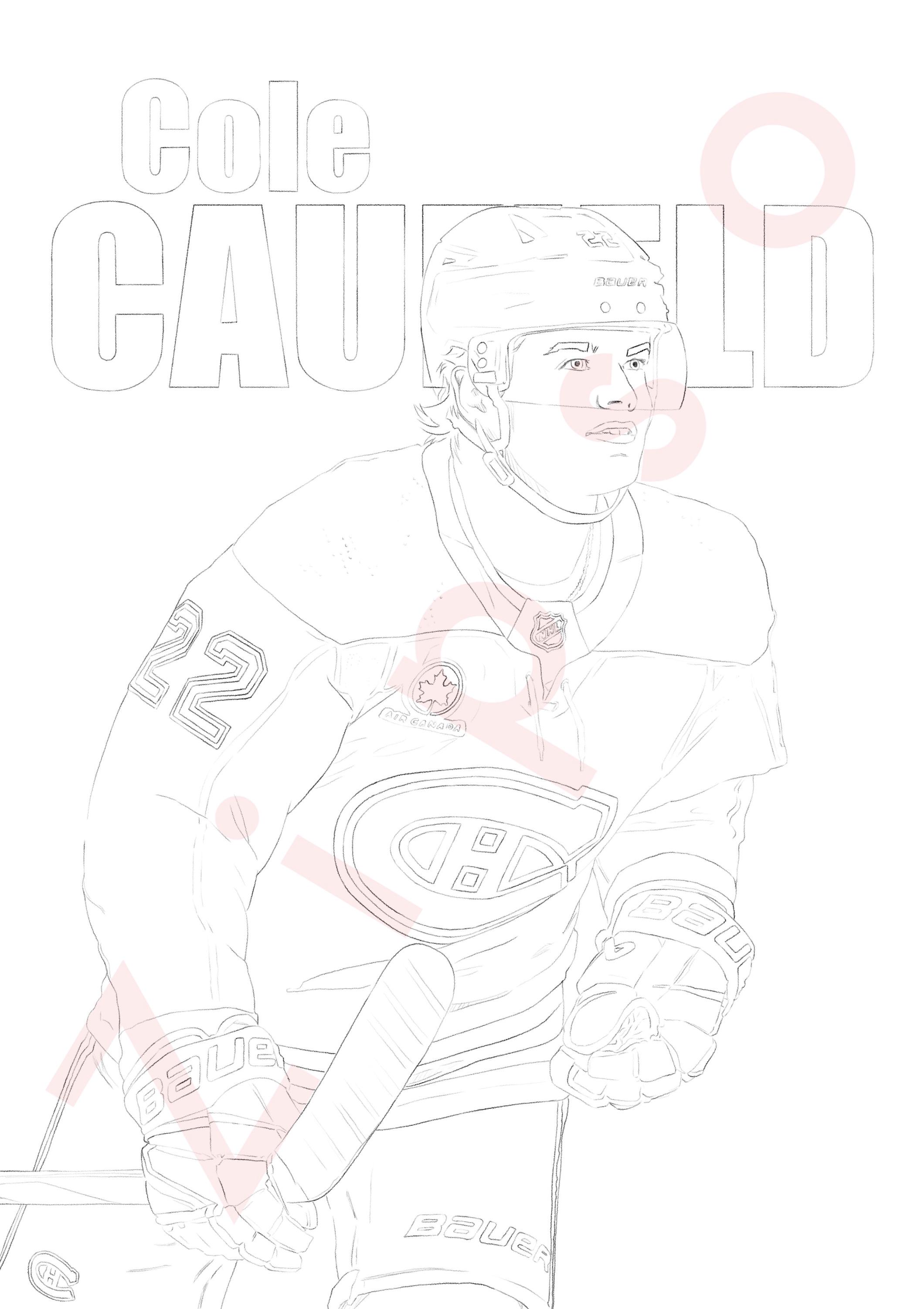 Cole Caufield Coloring Printables Pages Poster Montreal Canadiens