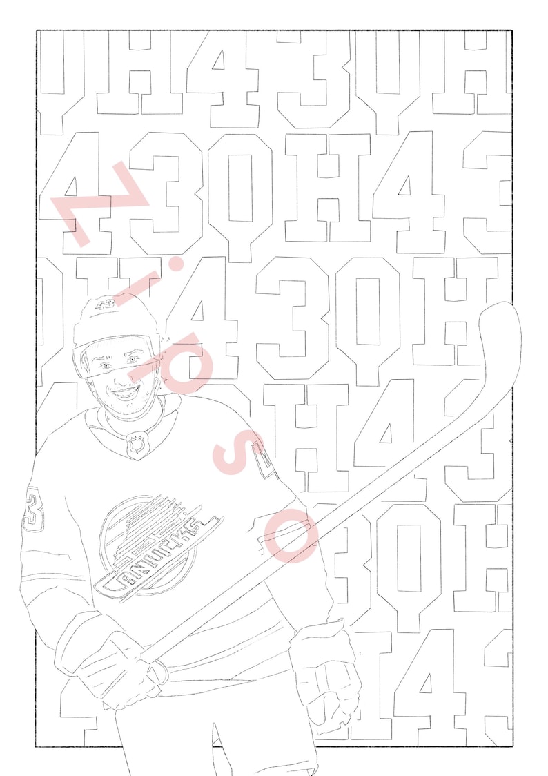 Quinn Hughes Coloring Printables, Quinn Hughes Poster, Canucks, Ice ...