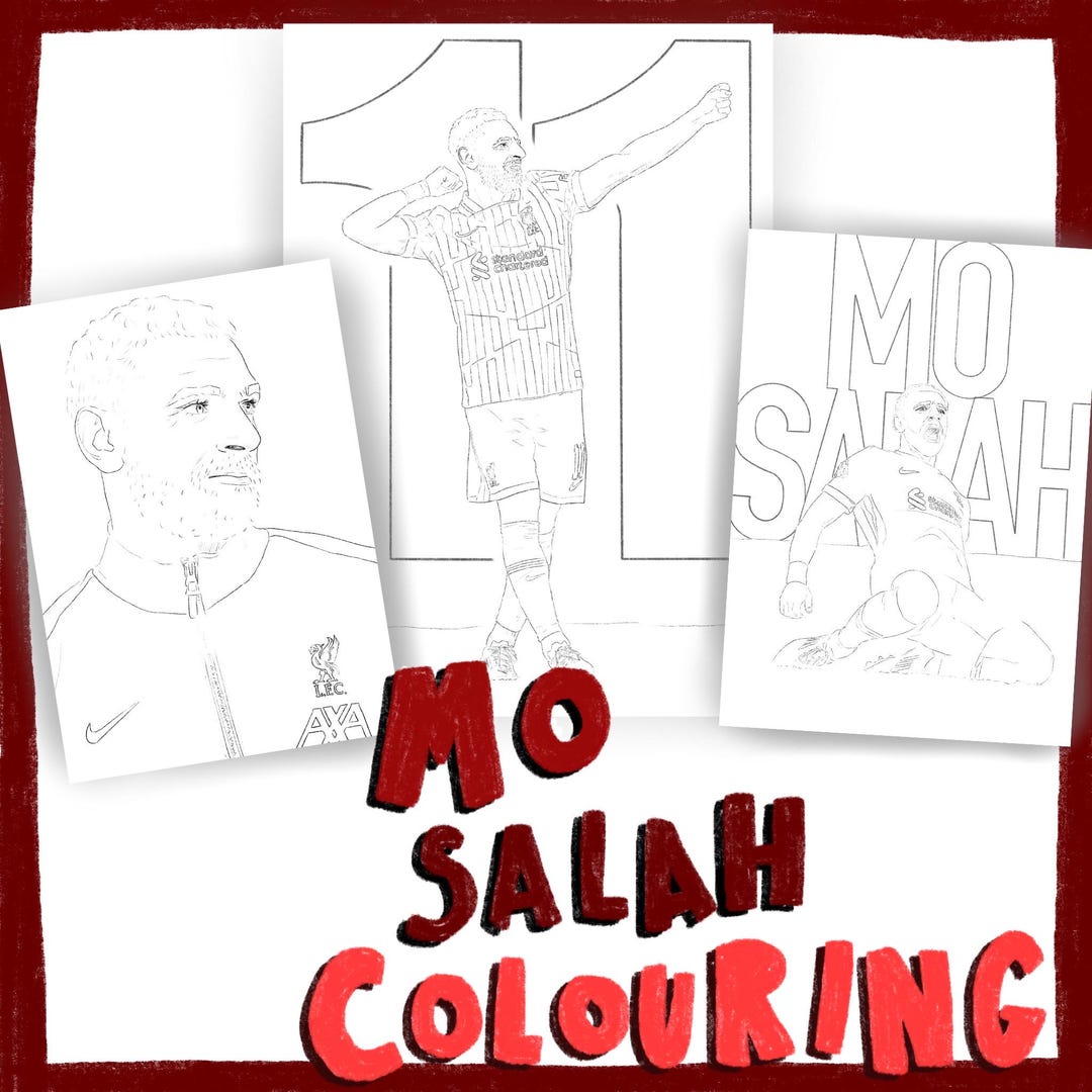 Mo Salah Coloring Printables, Mohamed Salah Poster, Liverpool ...