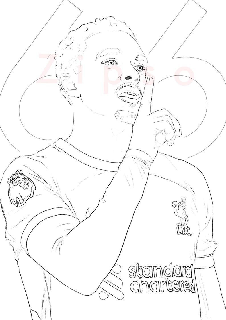 Trent Alexander-arnold Coloring Printables, Poster, Liverpool, Football ...