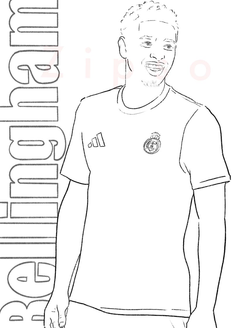Jude Bellingham Coloring Printables, Jude Bellingham Poster, Real ...
