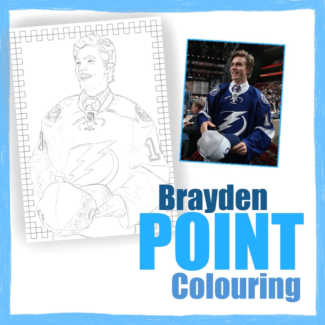 Brayden Point Coloring Printables, Pages, Poster, Tampa Bay Lightning ...