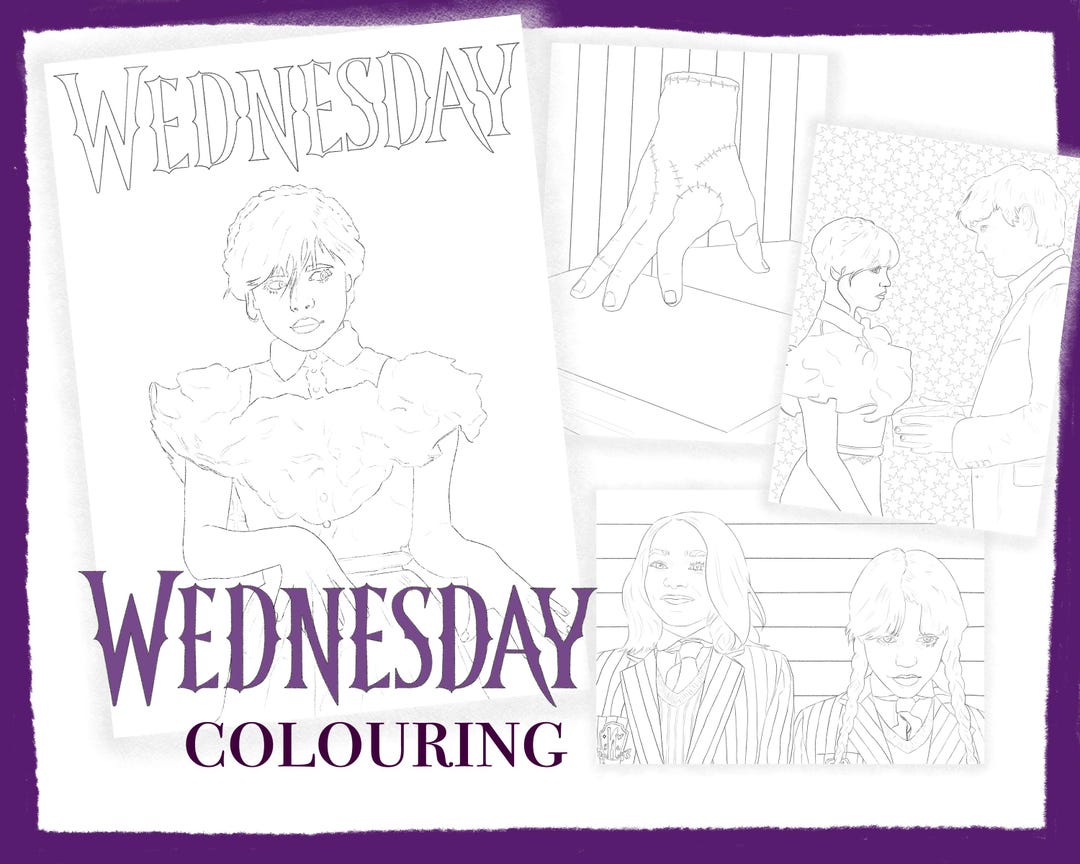 Wednesday Addams Jenna Ortega Coloring Printables, Pages, Poster, Gifts ...