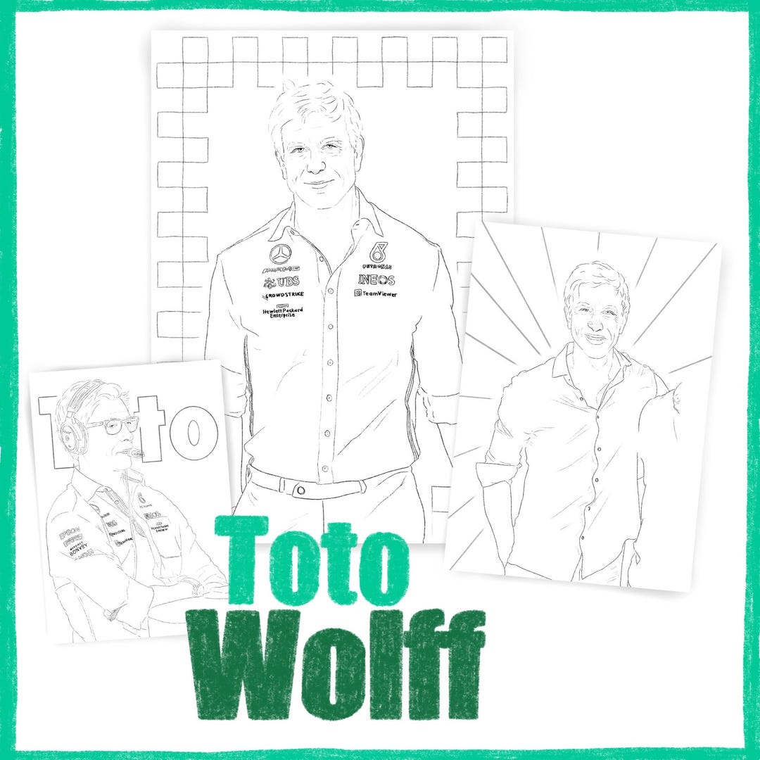 Toto Wolff Coloring Printables, Poster, Mercedes, F1, Formula 1, Formula One, Silver Arrows - Etsy