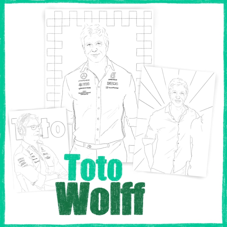 Toto Wolff Coloring Printables, Poster, Mercedes, F1, Formula 1 ...