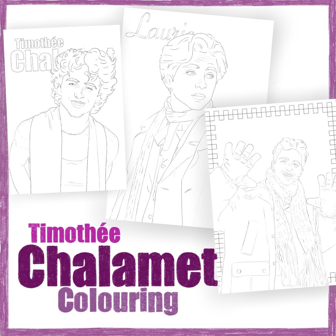 Timothee Chalamet Coloring Printables, Pages, Poster, Gifts, Present ...