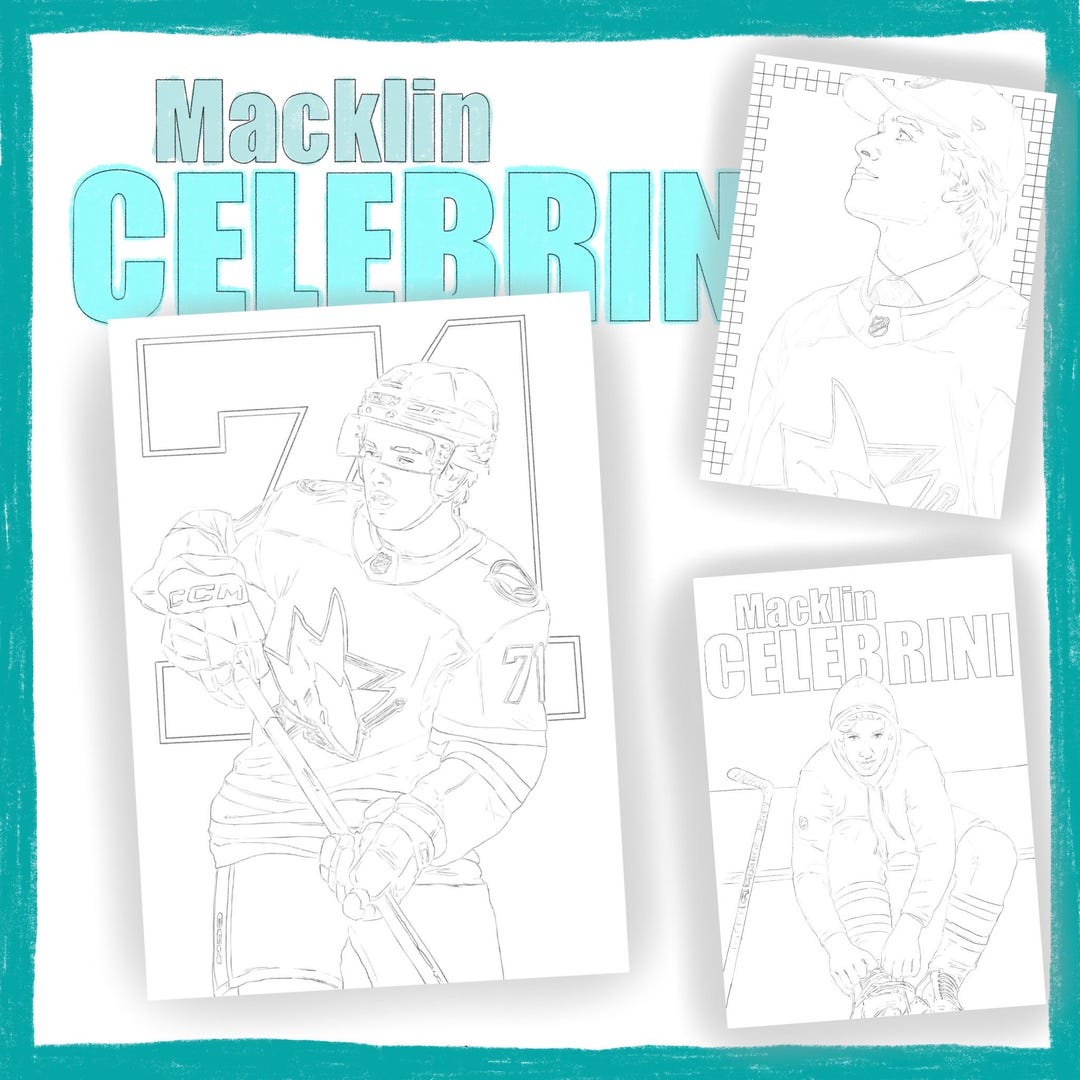 Macklin Celebrini Coloring Printables, Pages, Poster, San Jose Sharks ...