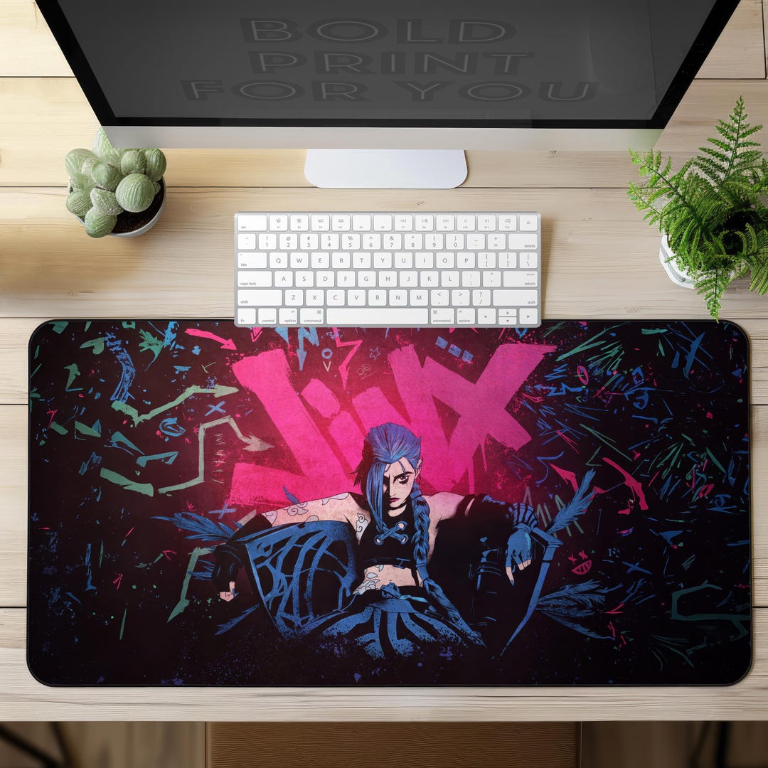 Anime Girl Jinx Desk Mat, Gaming Mouse Mat, Keyboard Laptop Gaming ...