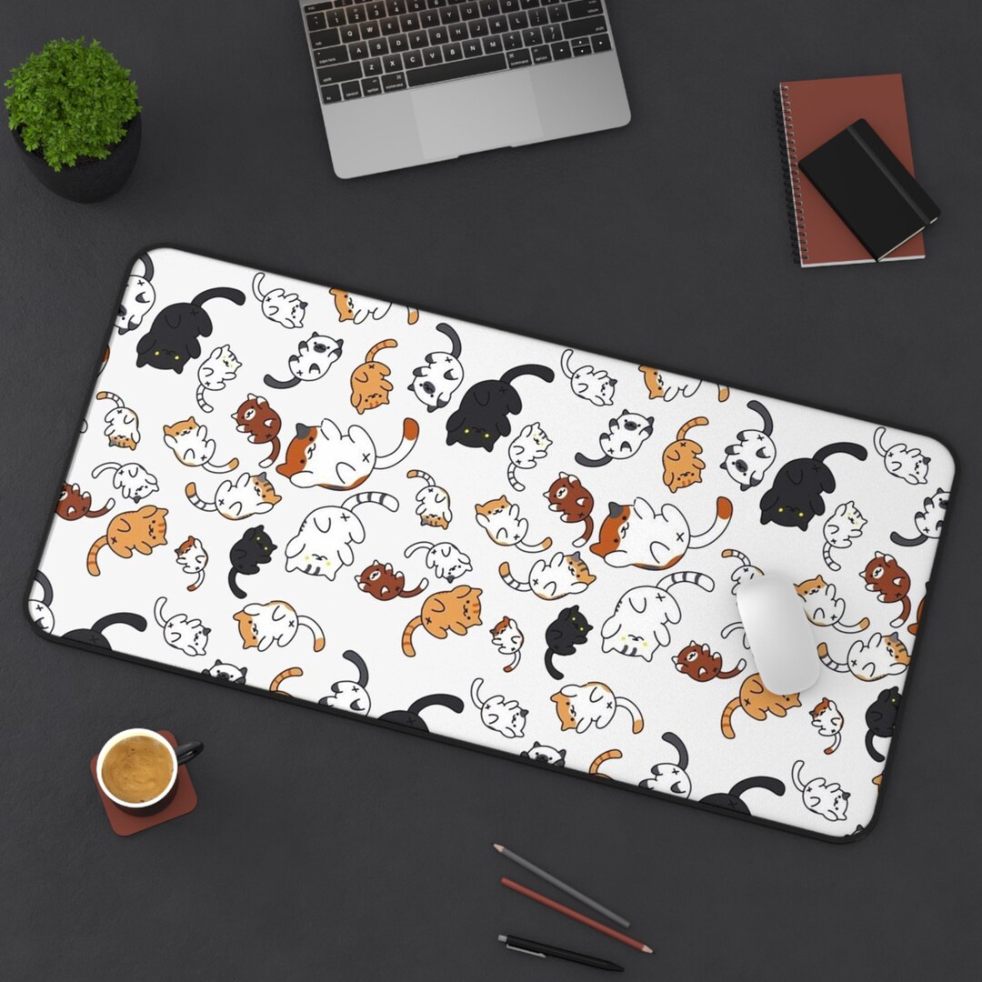 Funny Cats Desk Mat, Gaming Mouse Mat, Cute Keyboard Laptop Office Desk ...