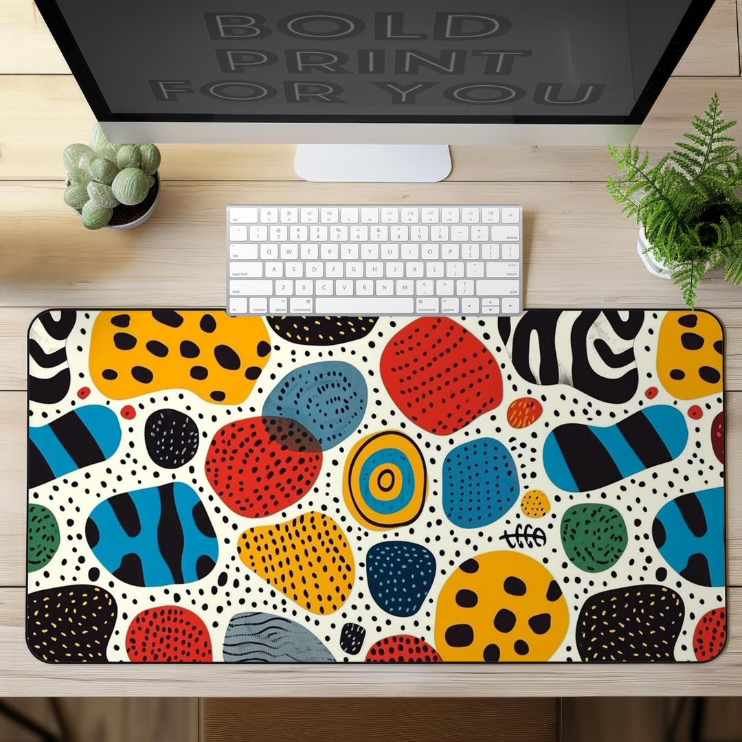 Desk Mat Abstract Spots and Dots, Funny Gaming Mouse Mat, Keyboard ...