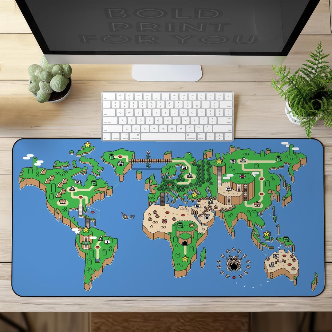 Desk Mat Super Mario World Map, Fanny Gaming Mouse Mat, Keyboard Laptop ...