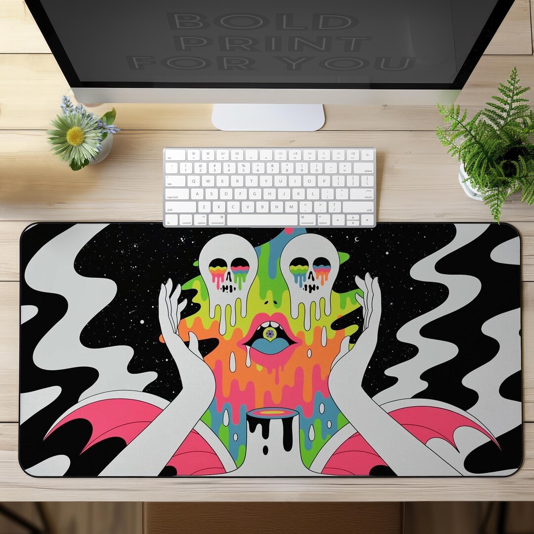 Gaming Desk Mat Psychedelic | Modern XXL Extended Mousepad | Gaming ...