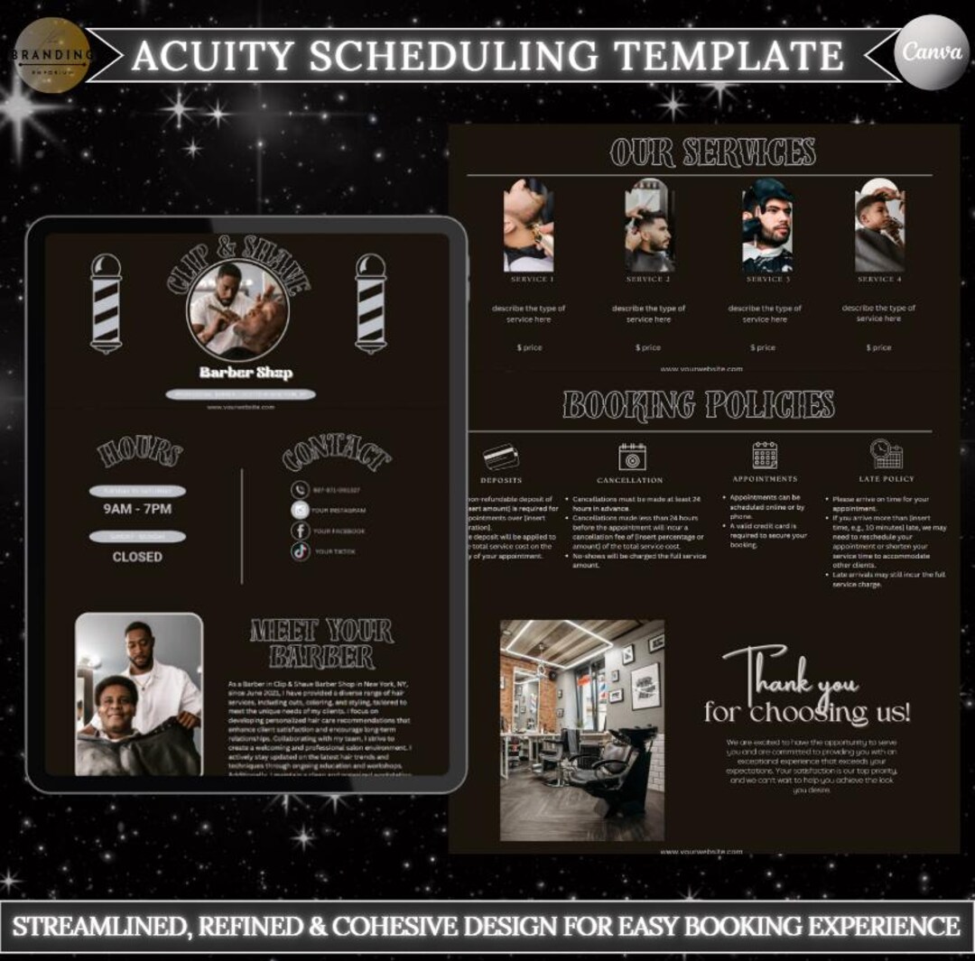 Barber Shop Acuity Scheduling Template: DIY Booking Site (canva ...