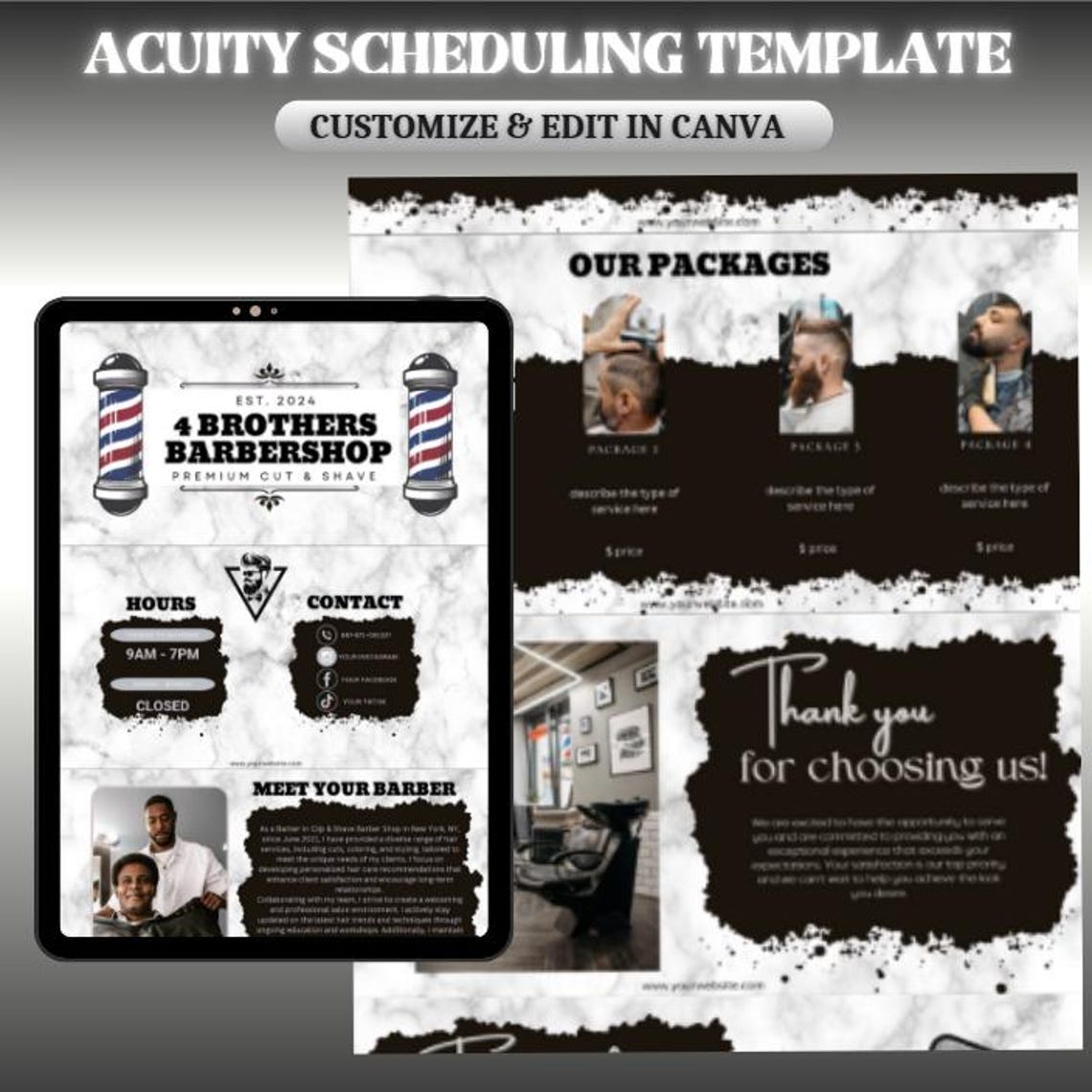 Barber Shop Acuity Scheduling Template: DIY Booking Site (canva ...