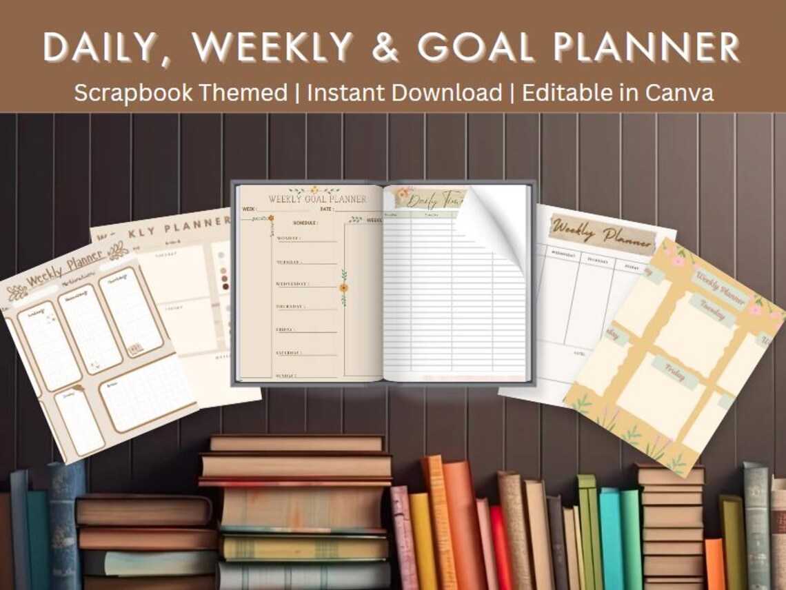 Scrapbook Style Weekly Planner Printable, Weekly Schedule, Daily ...
