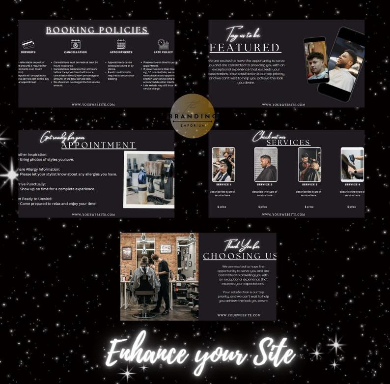Barber Shop Acuity Scheduling Template: DIY Booking Site Canva Template ...