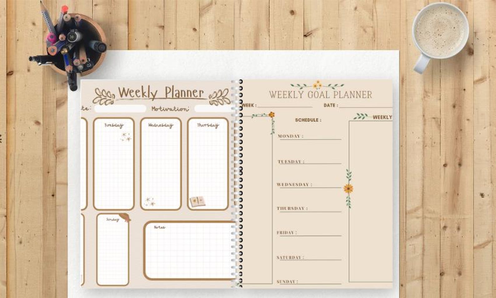 Scrapbook Style Weekly Planner Printable, Weekly Schedule, Daily ...