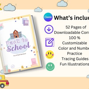 Back to School Pre-k Math With Cute Graphics, Stationary Workbook ...