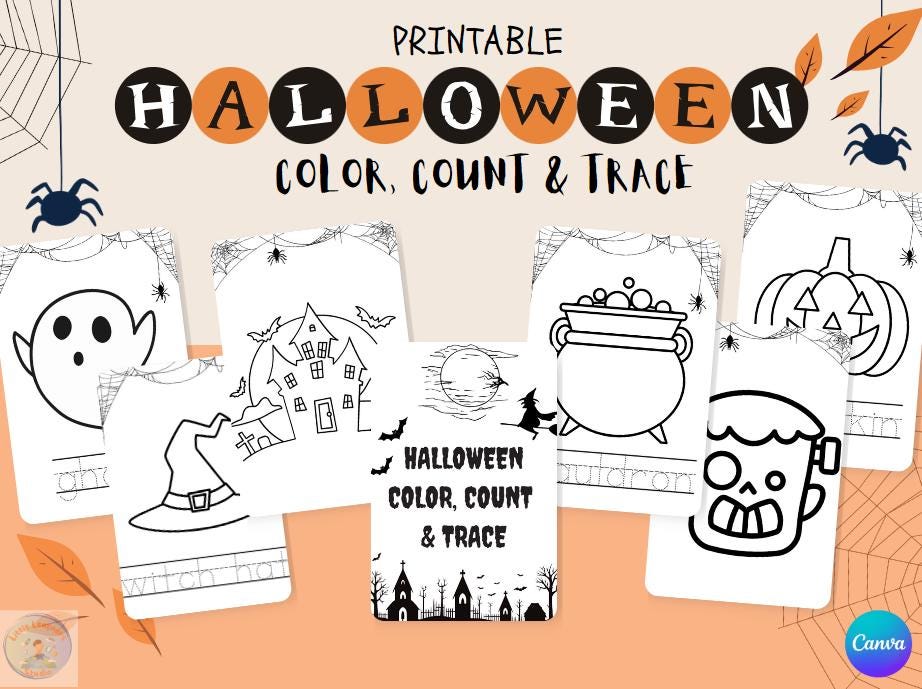 Halloween Printable Busy Book: Coloring, Counting, and Tracing, Busy ...