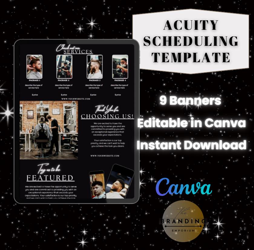 Barber Shop Acuity Scheduling Template: DIY Booking Site Canva Template ...