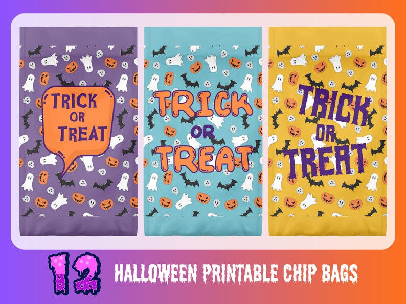 Halloween Printable Chip Bag Trick or Treat Gift Idea Giveaways ...