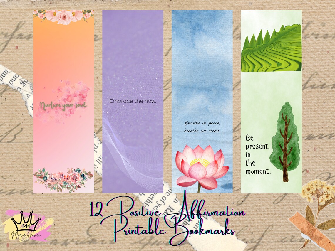Positive Affirmation Printable Bookmarks Set Digital Download Gift ...