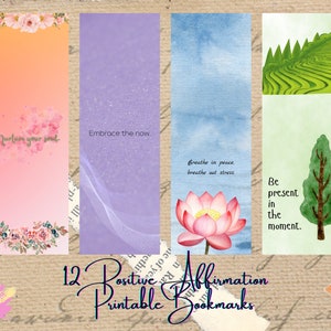 Positive Affirmation Printable Bookmarks Set Digital Download Gift ...