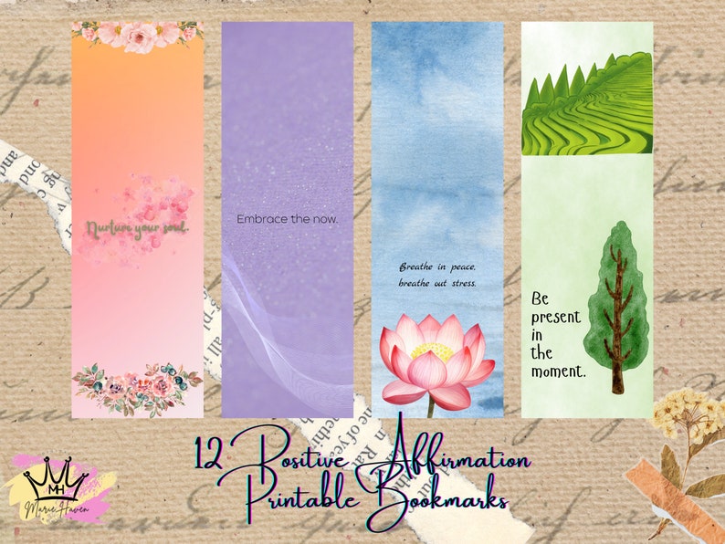 Positive Affirmation Printable Bookmarks Set Digital Download Gift ...