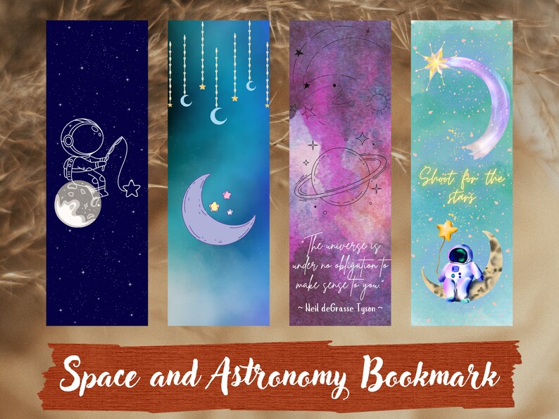 Astronomy and Space Bookmark Printable Moon Astronaut Space Galaxy ...