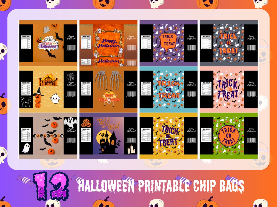 Halloween Printable Chip Bag Trick or Treat Gift Idea Giveaways ...