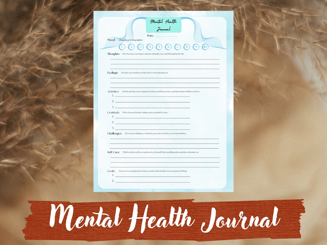 Mental Health Journal Mood, Thoughts, Feelings, Activities, Gratitude ...