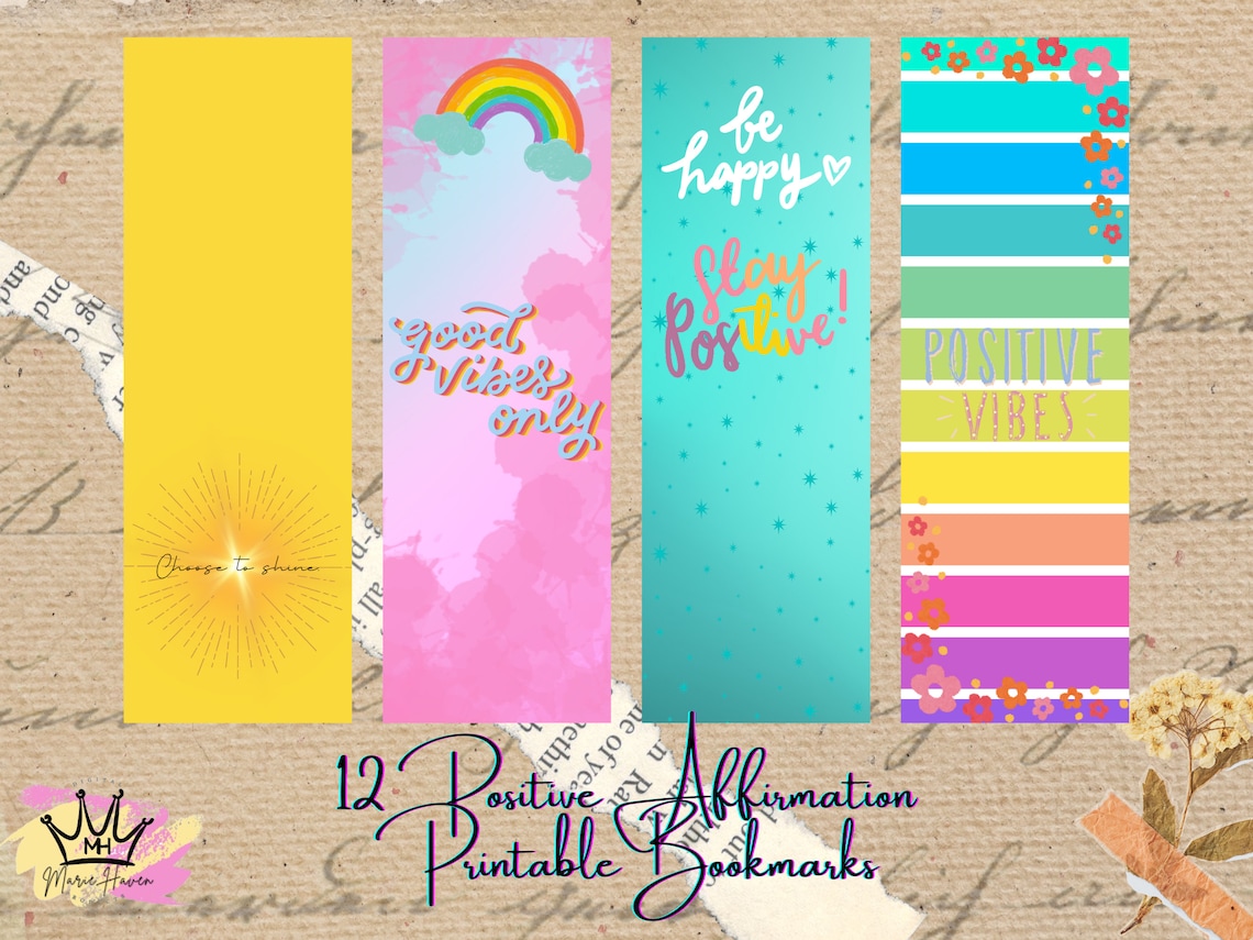 Positive Affirmation Printable Bookmarks Set Digital Download Gift ...