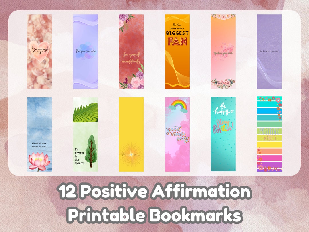 Positive Affirmation Printable Bookmarks Set Digital Download Gift ...