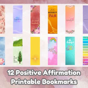 Positive Affirmation Printable Bookmarks Set Digital Download Gift ...