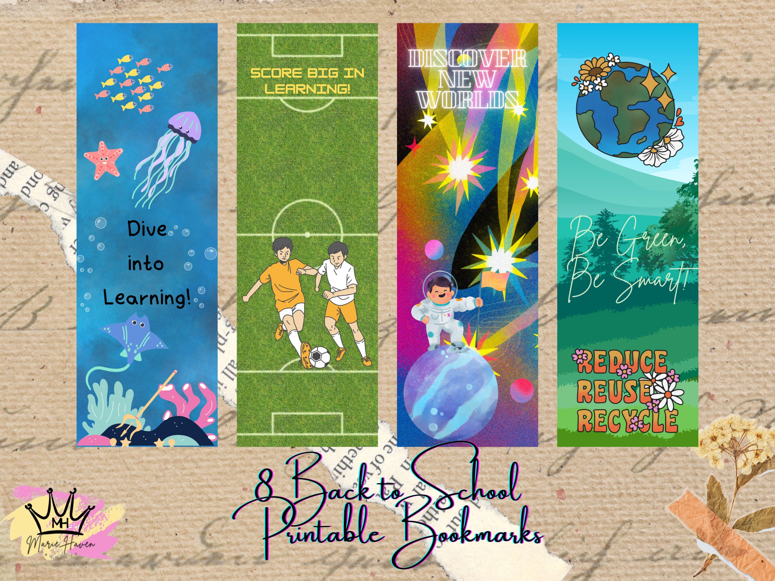 Back to School Printable Bookmarks Set Digital Download Gift Ideas ...