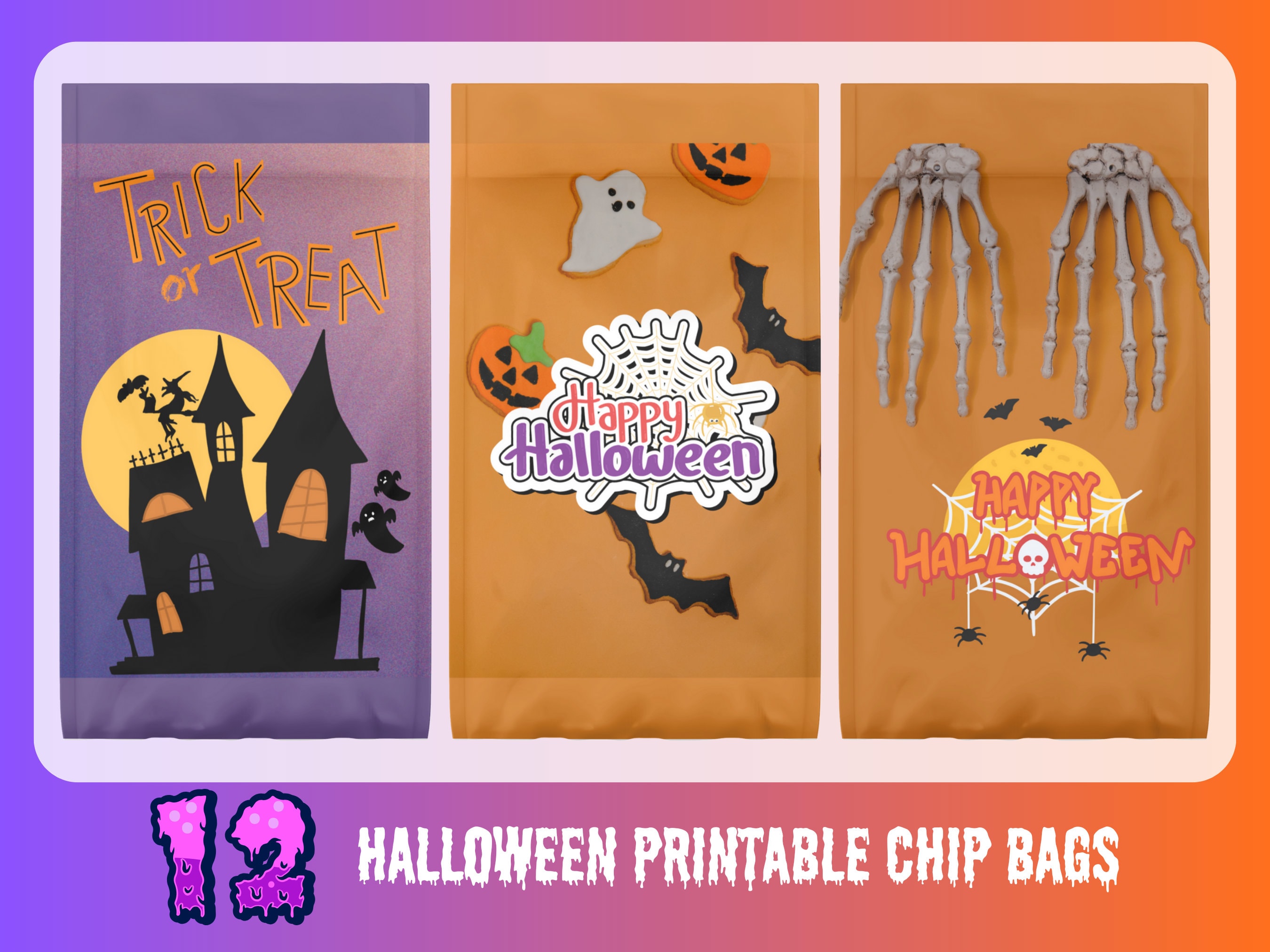 Halloween Printable Chip Bag Trick or Treat Gift Idea Giveaways ...