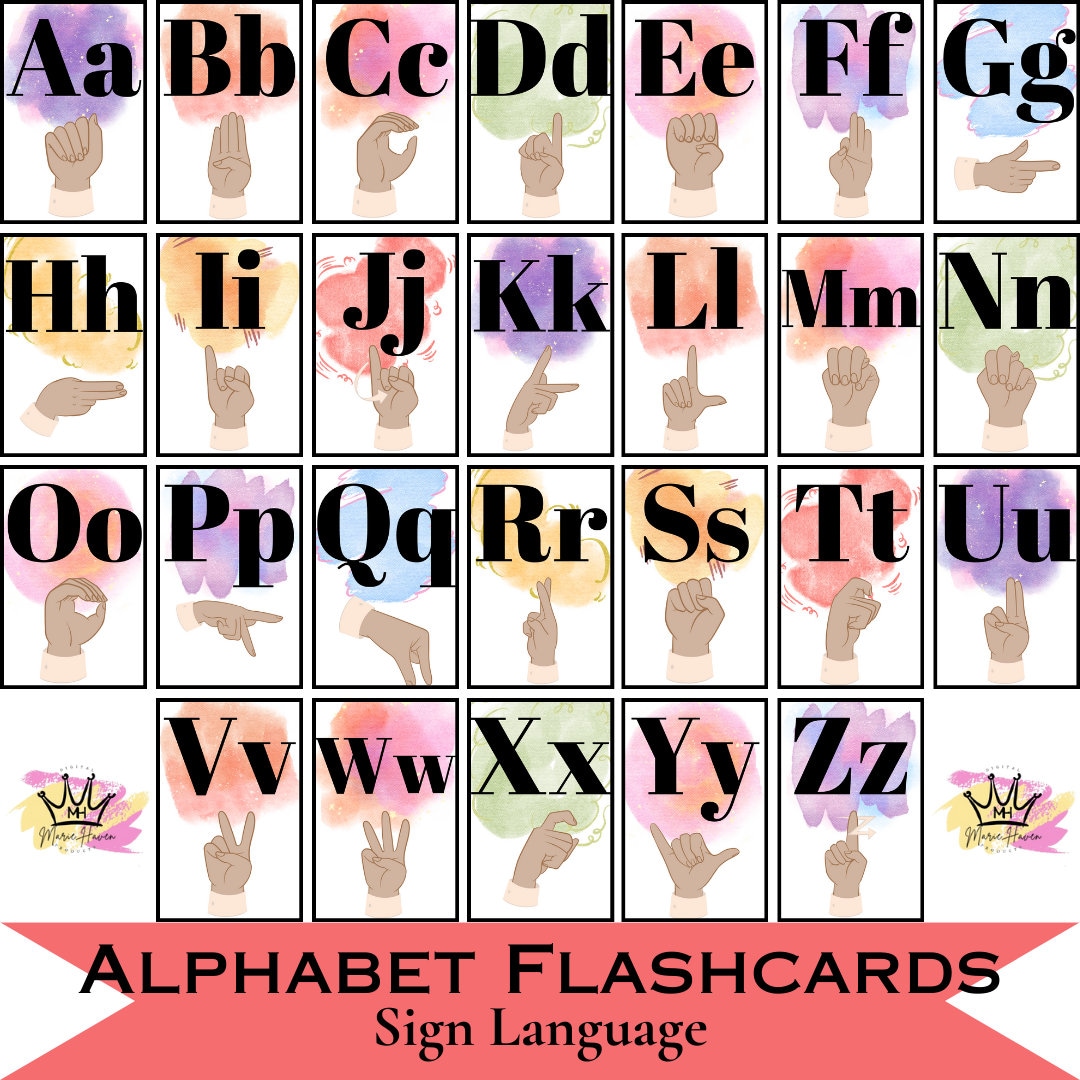 Sign Language Flashcard for Alphabet Letter A to Z Educational Deaf ...