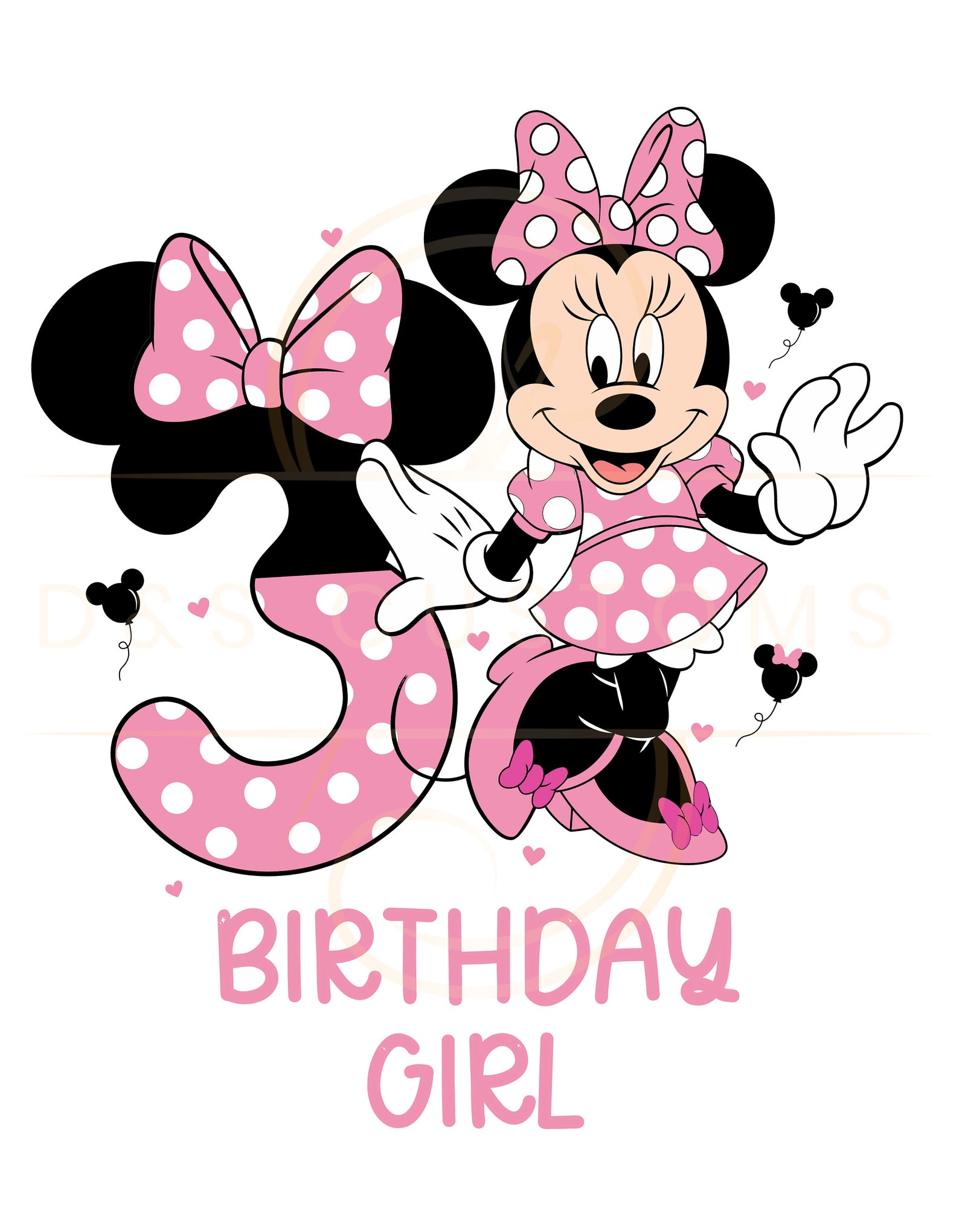 Magical Mouse Pink 3 Birthday SVG, PNG, JPG - Etsy