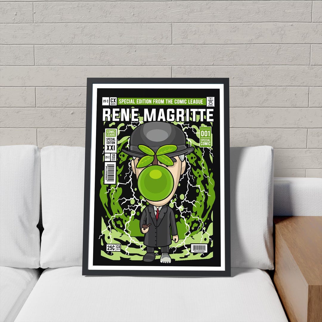 Rene Magritte Parody Framed Poster, Retro Comic Art - Etsy