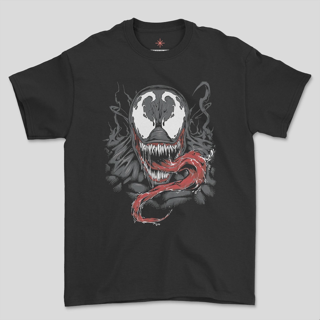 Venom Snarling Head T-shirt Comic Superhero Grunge Close-up With ...