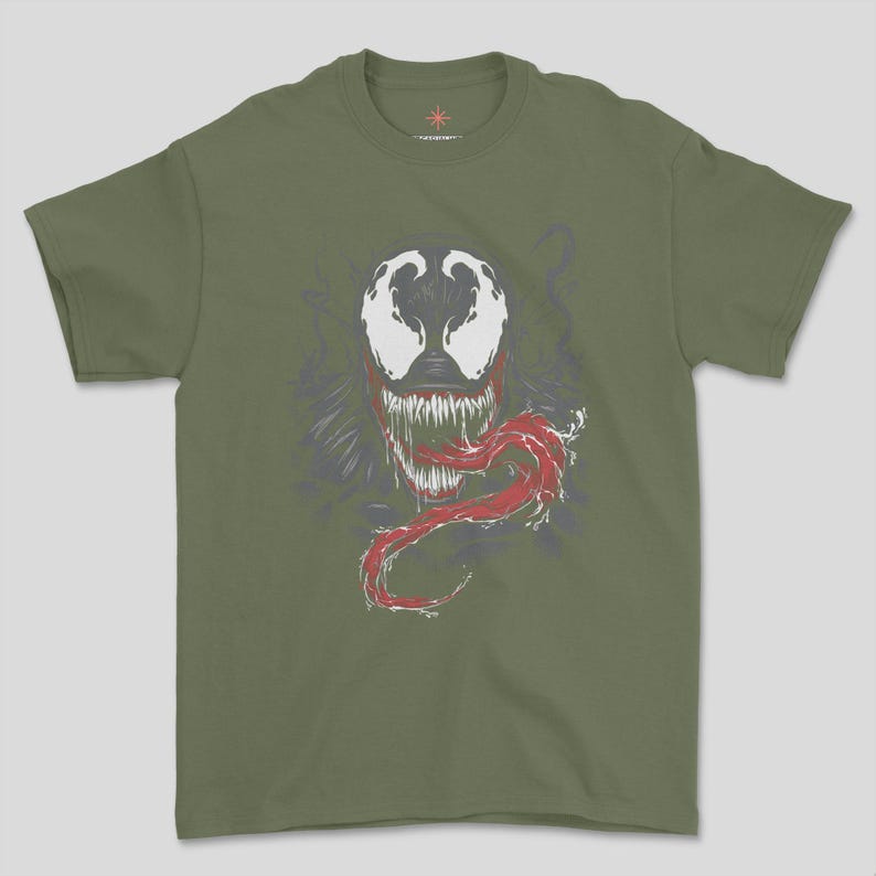 Venom Snarling Head T-shirt Comic Superhero Grunge Close-up With ...