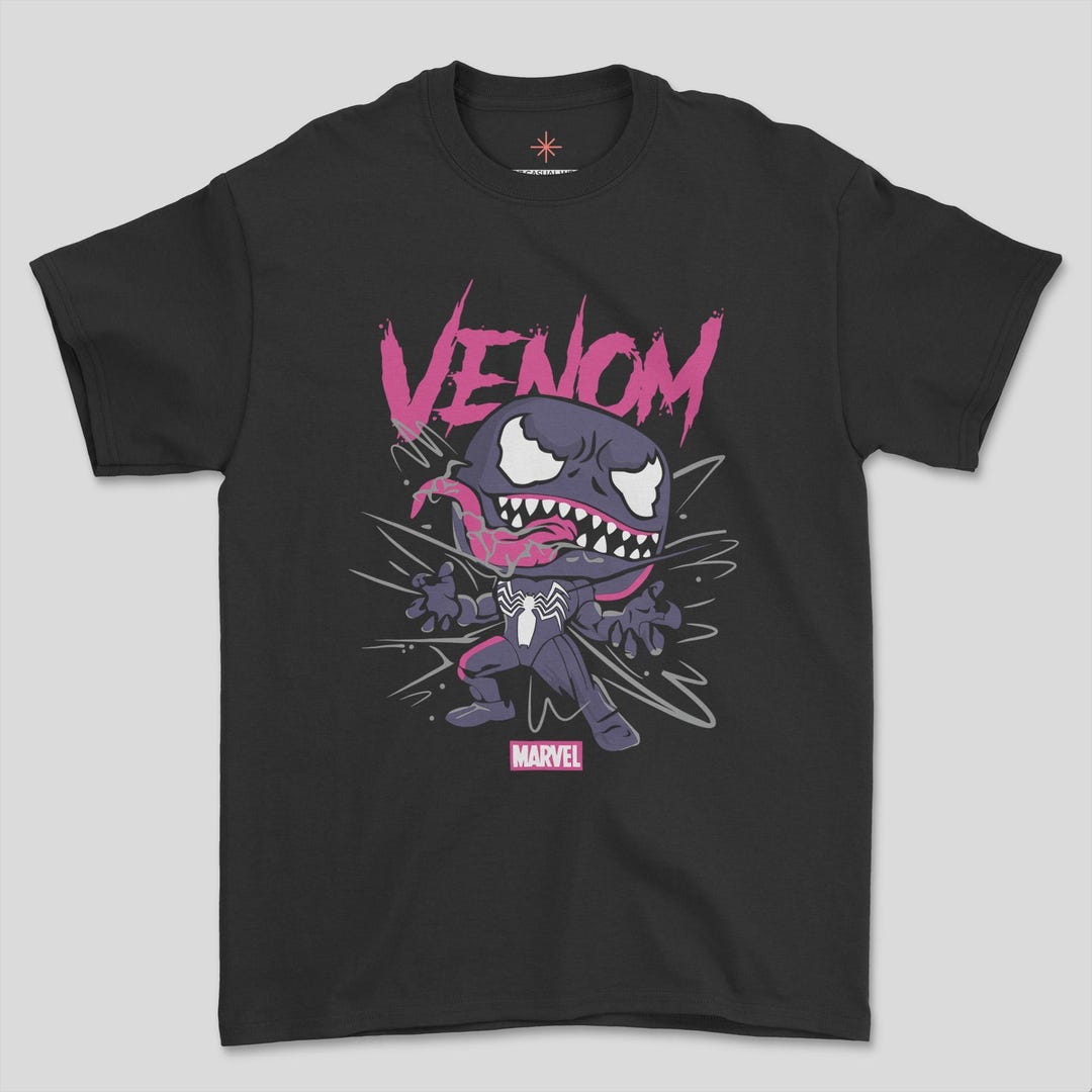 Chibi Venom Graffiti T-shirt With Dynamic Pose, Marvel Comic Neon Art ...